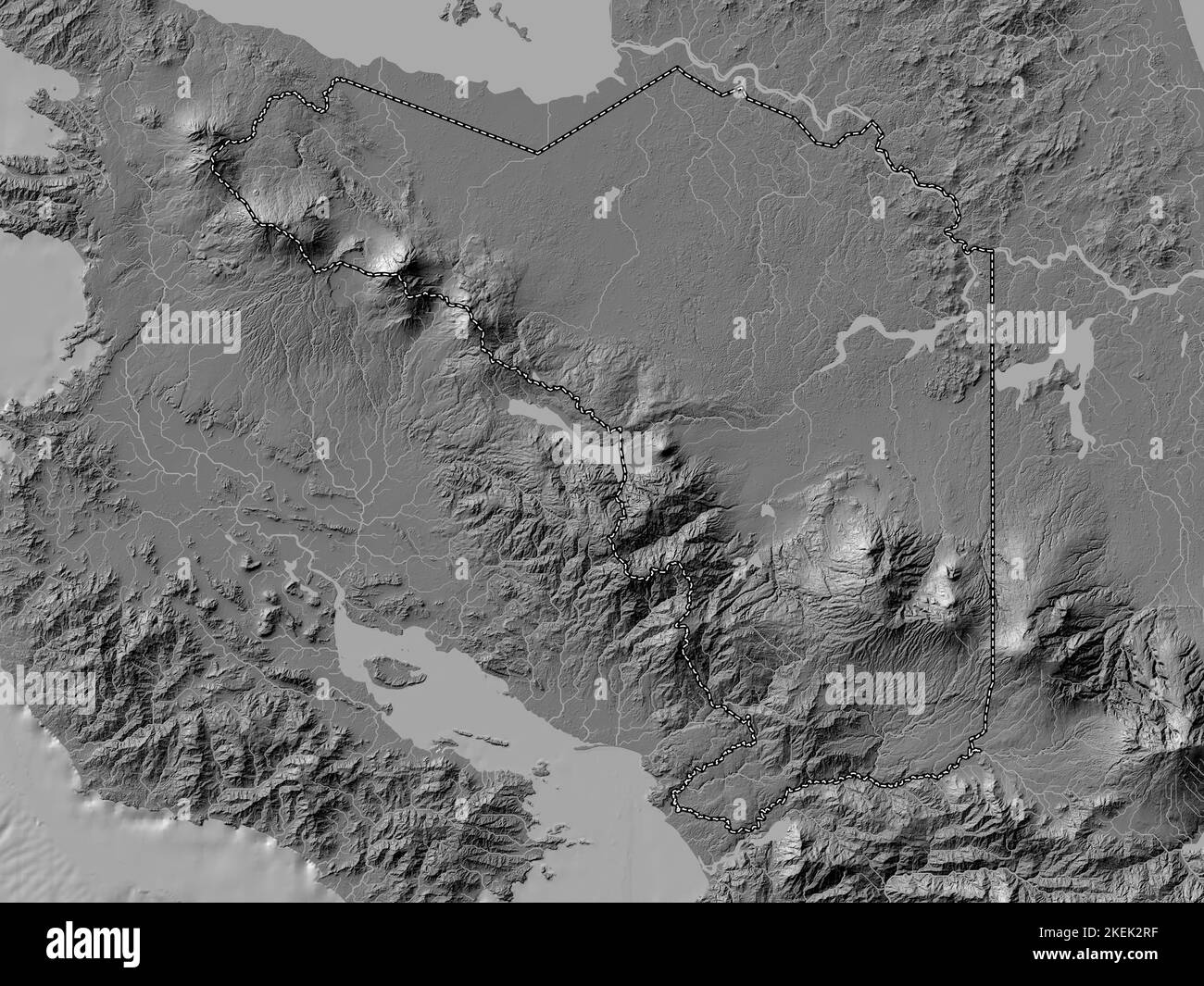 Alajuela, province of Costa Rica. Bilevel elevation map with lakes and ...