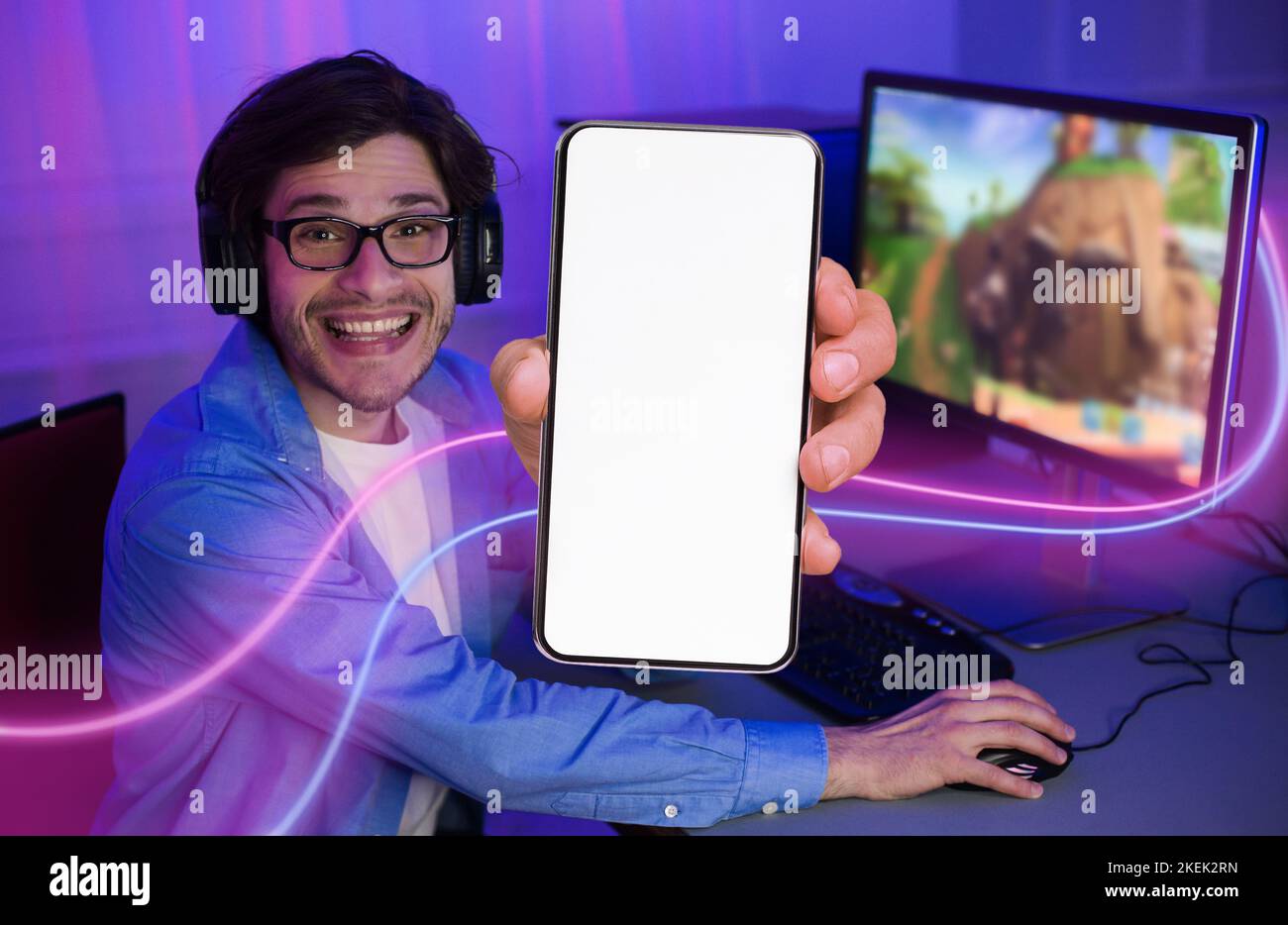 Positive emotional caucasian guy gamer hi-res stock photography and ...