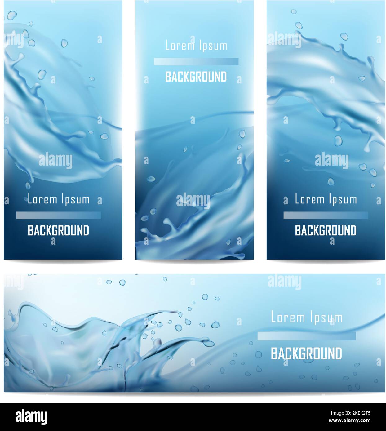 realistic vector illustration banner and flyers. With water flows and ...