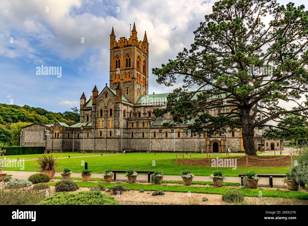 The striking architecture of the Roman Catholic Buckfast Abbey is part ...