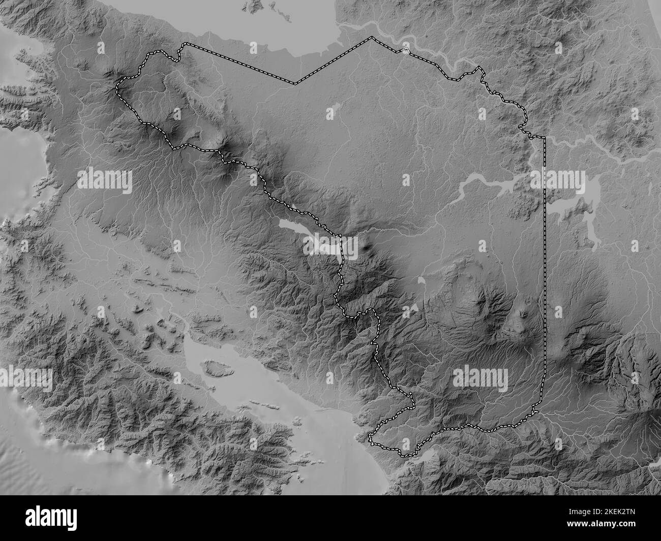 Alajuela, province of Costa Rica. Grayscale elevation map with lakes ...