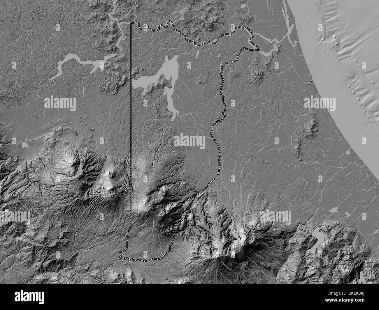 Heredia, province of Costa Rica. Bilevel elevation map with lakes and ...