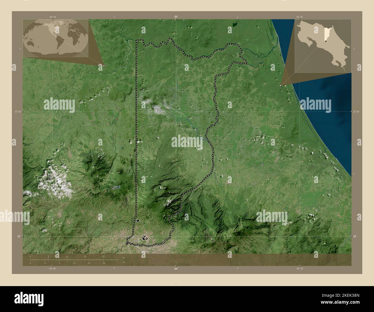 Heredia, province of Costa Rica. High resolution satellite map ...