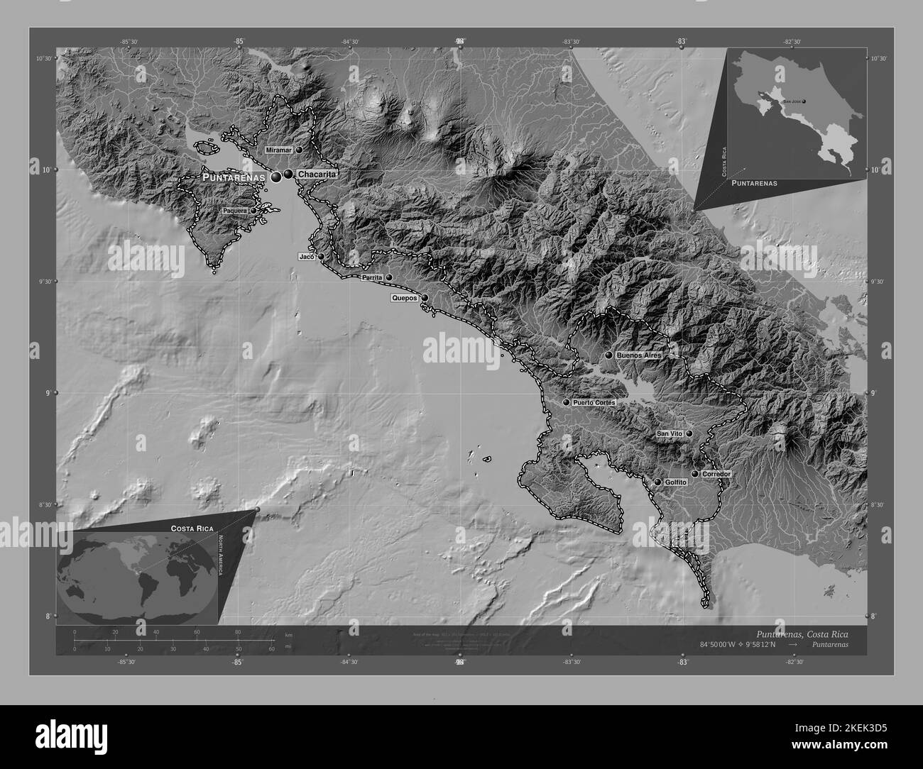 Puntarenas map hi-res stock photography and images - Alamy