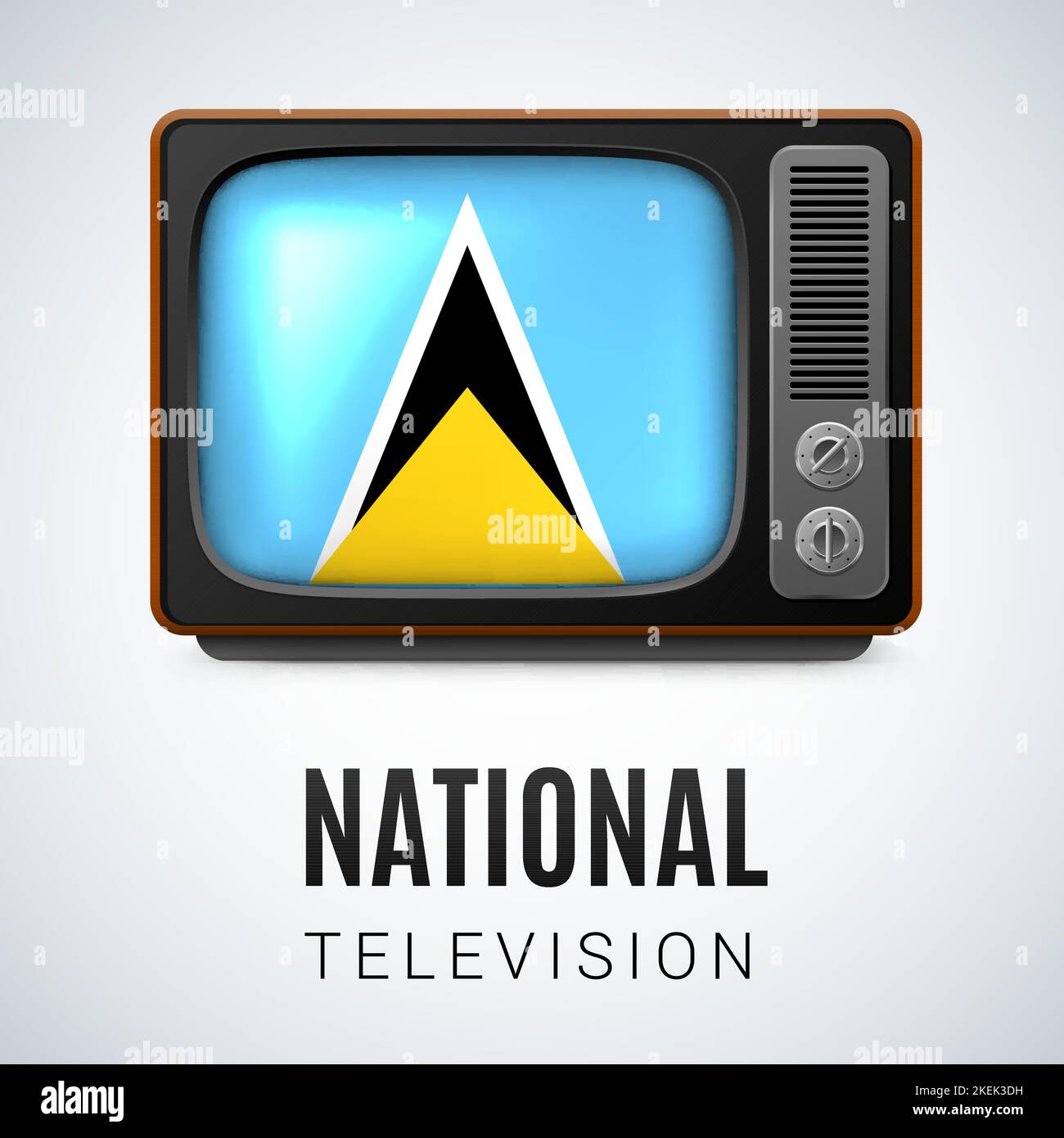 Vintage TV and Flag of Saint Lucia as Symbol National Television ...