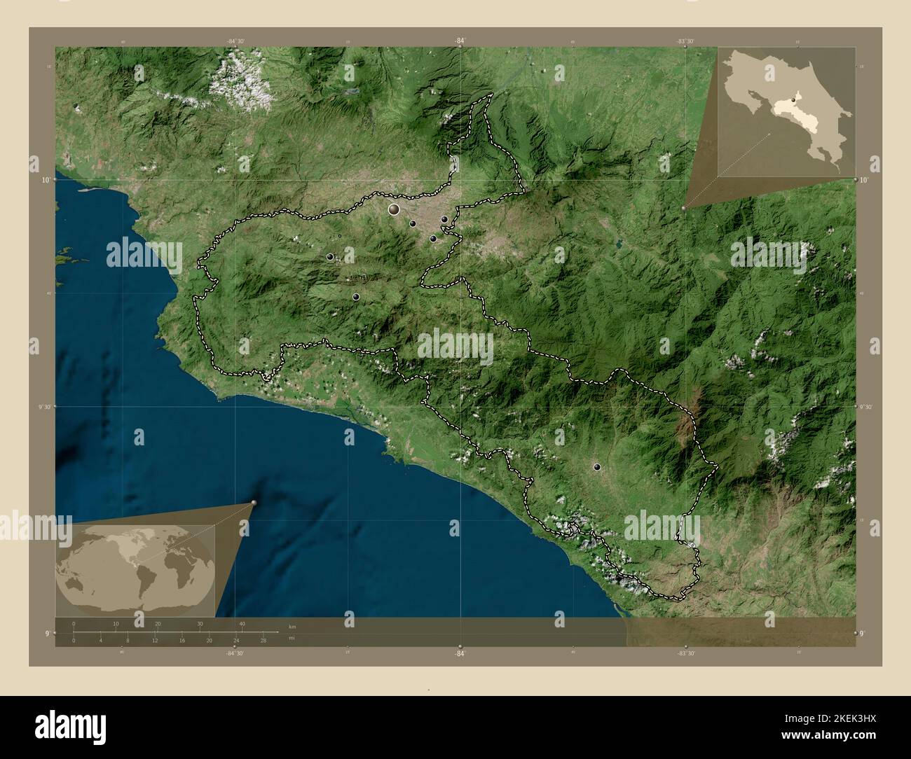 San Jose, province of Costa Rica. High resolution satellite map ...