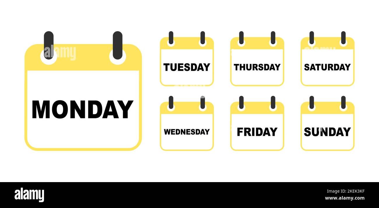 Calendar set icon on white background. Days of week Stock Vector Image ...