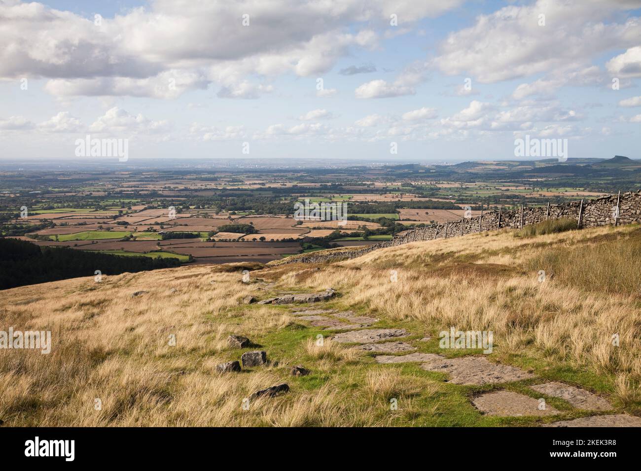 The Cleveland Way path crossing Urra Moor in the North York Moors, UK ...