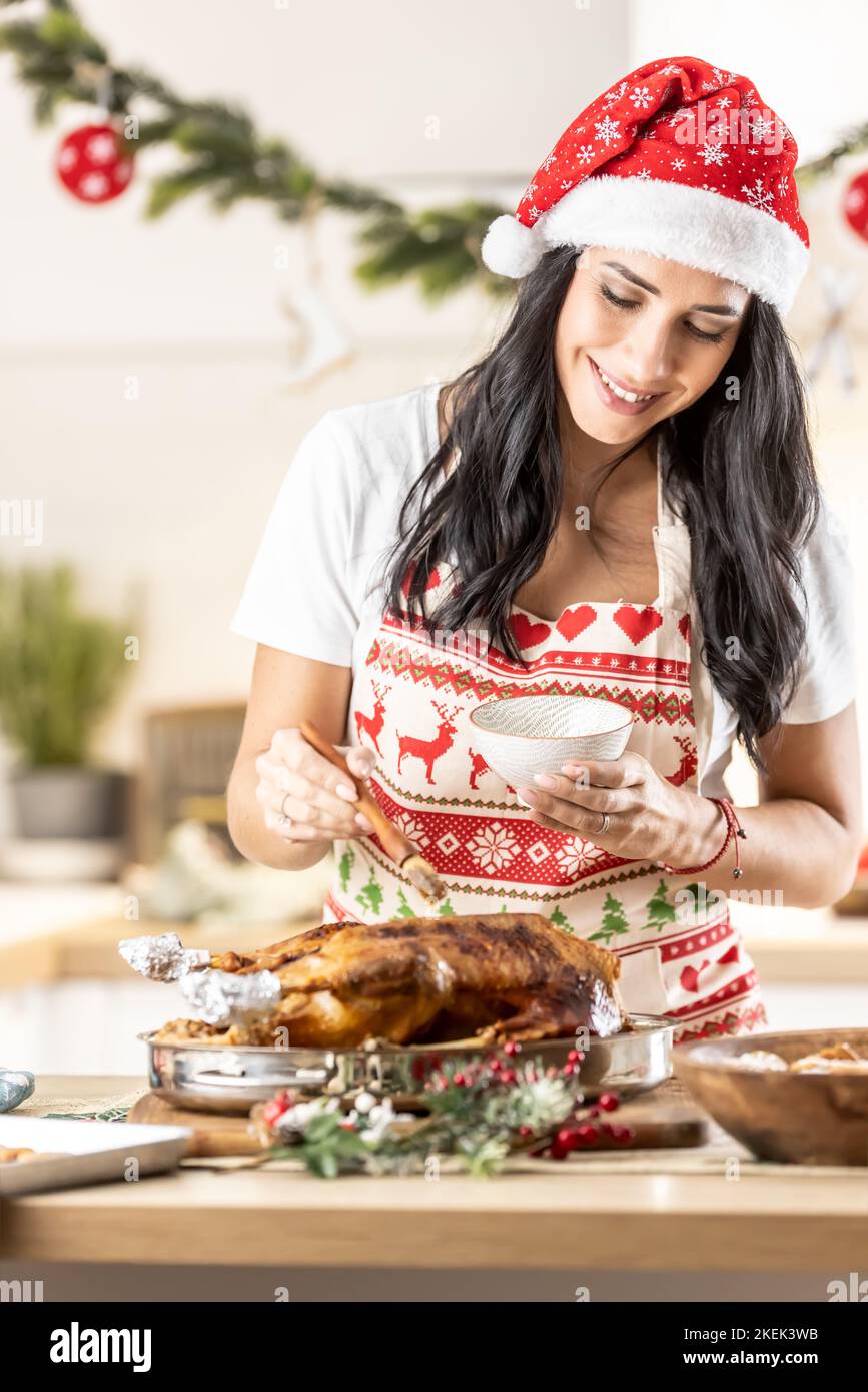 Woman preparing stuffed duck christmas hi-res stock photography and ...