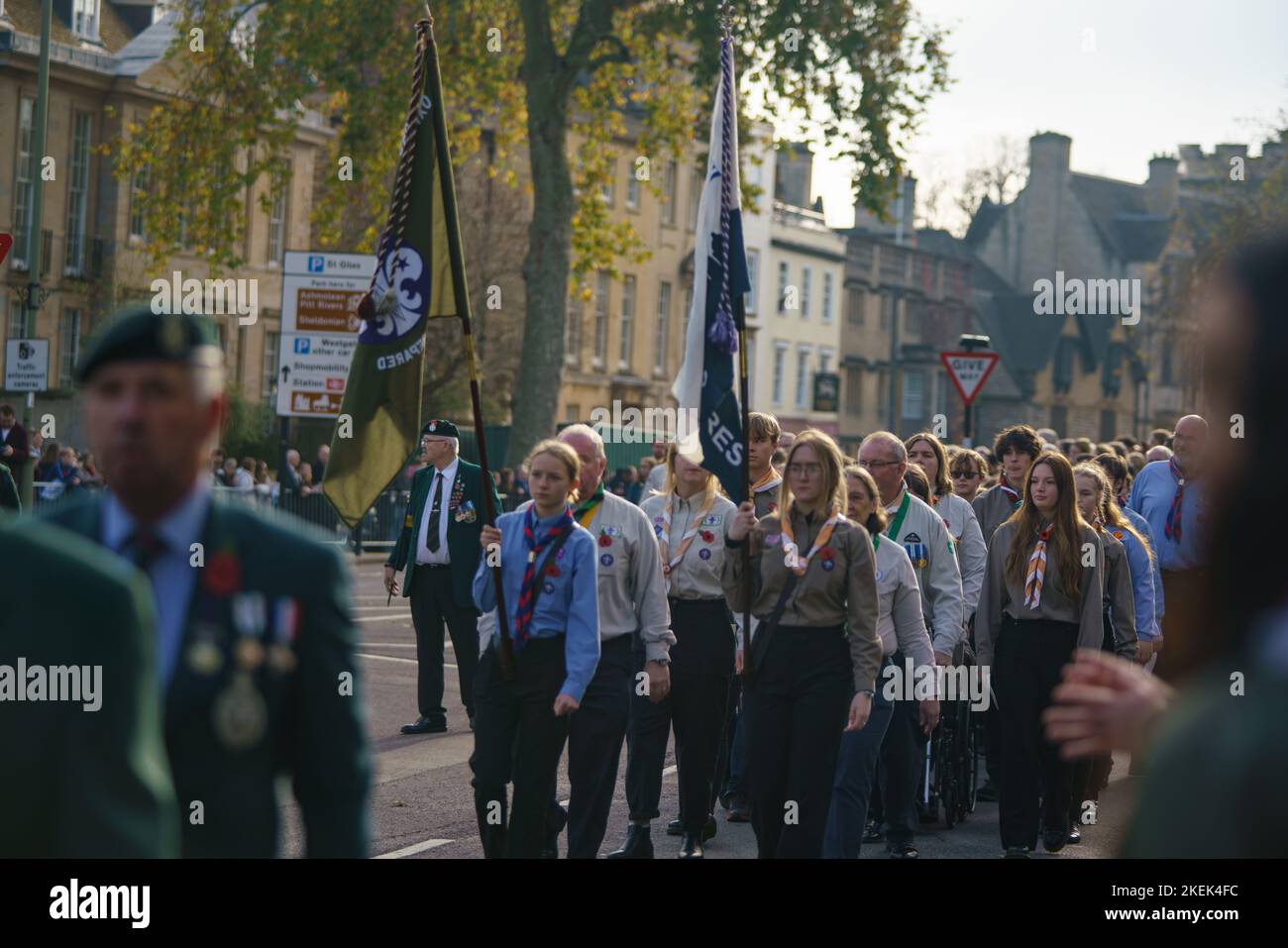Oxford, UK. November 13th People line St Giles (the main road into ...