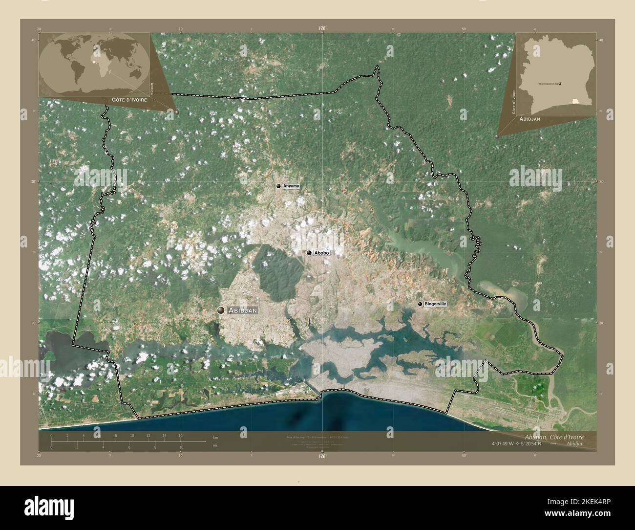 Abidjan, autonomous district of Cote d'Ivoire. High resolution ...