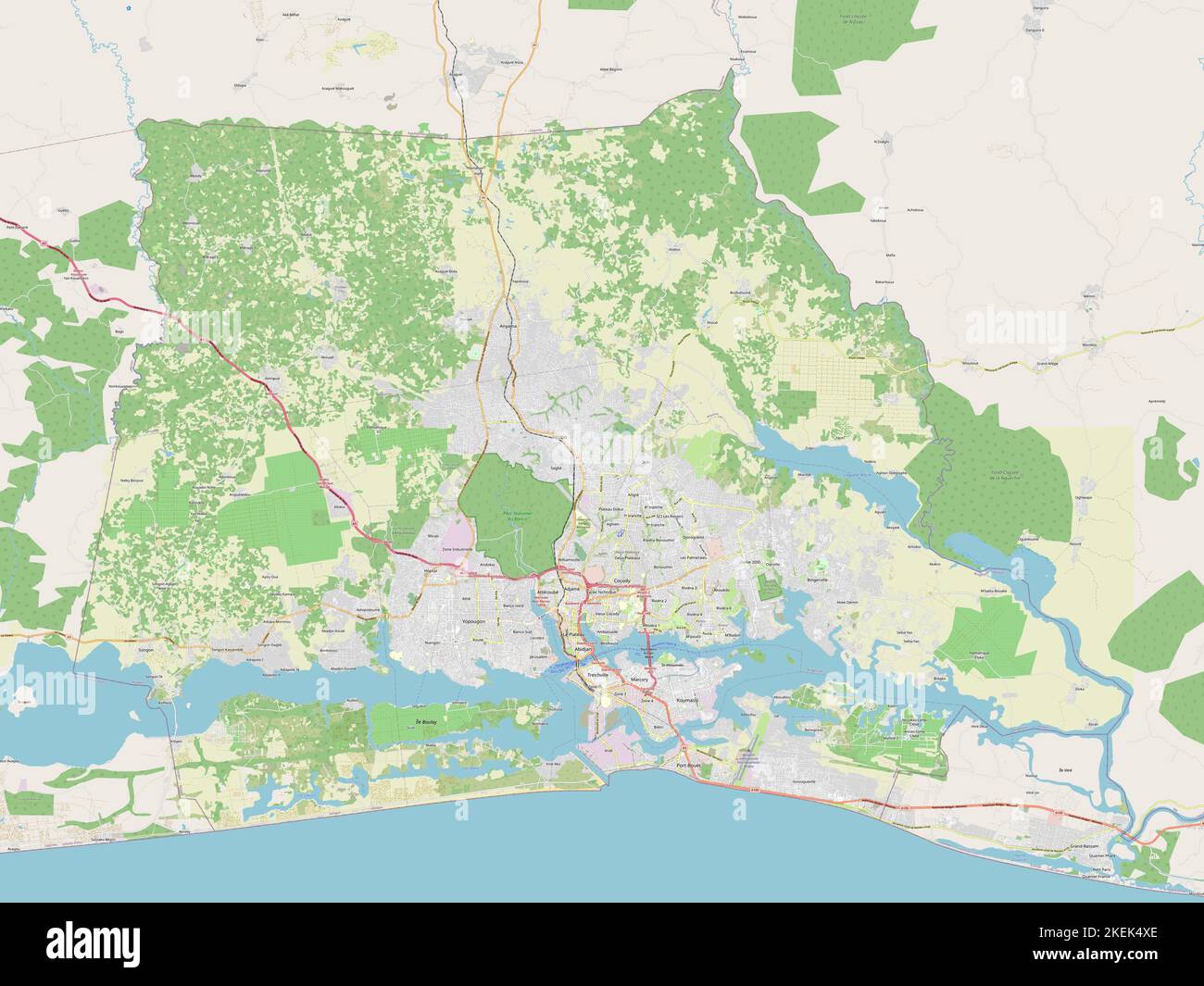 Abidjan, autonomous district of Cote d'Ivoire. Open Street Map Stock ...