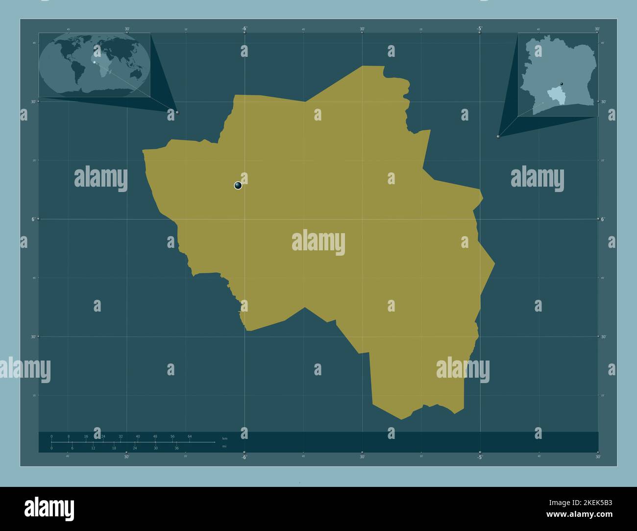 Goh-Djiboua, district of Cote d'Ivoire. Solid color shape. Corner ...