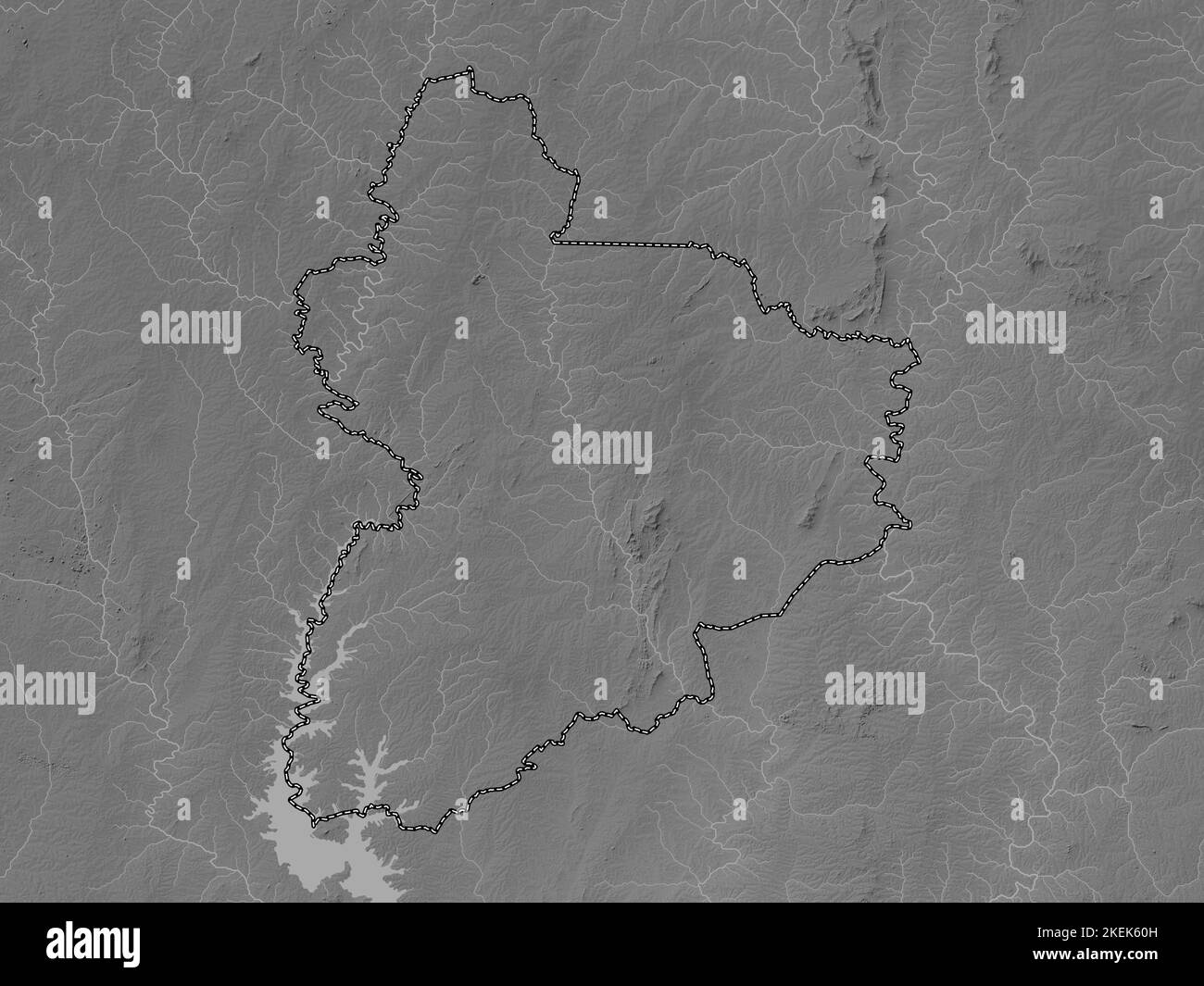 Vallee du Bandama, district of Cote d'Ivoire. Grayscale elevation map ...