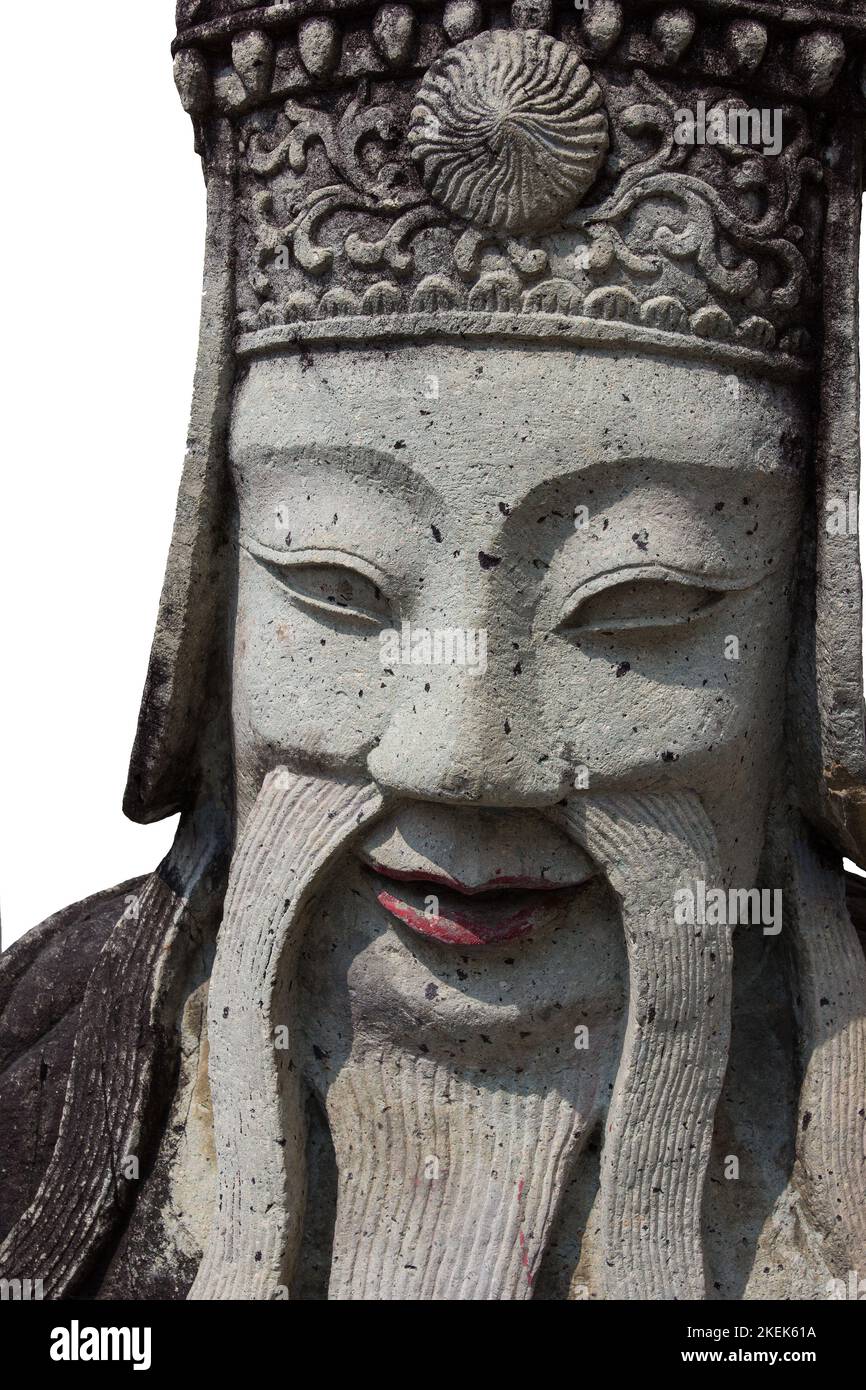 stone Chinese soldier statue at Wat Po is smile Stock Photo - Alamy