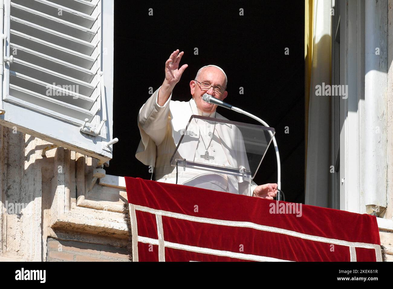 Italy, Rome, Vatican, 2022/11/13.Pope Francis adresses the crowd from ...