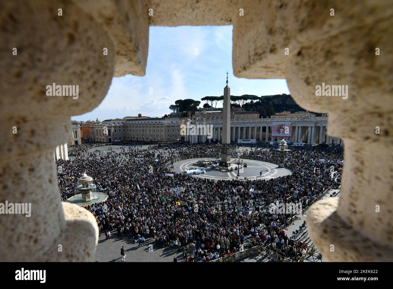 Italy, Rome, Vatican, 2022/11/13.Pope Francis adresses the crowd from ...