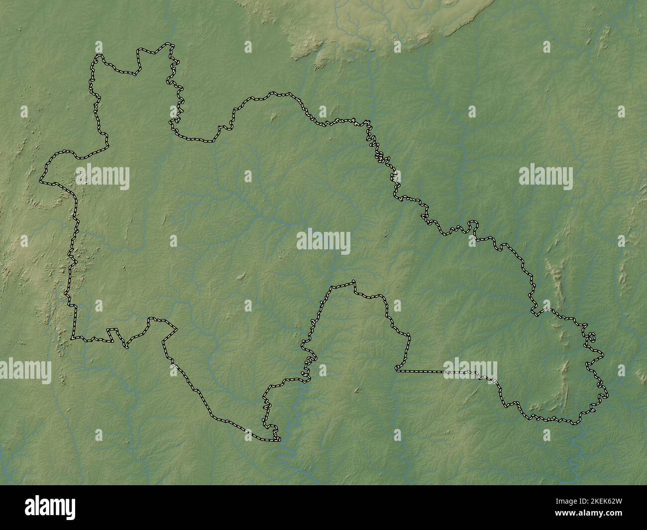 Savanes, district of Cote d'Ivoire. Colored elevation map with lakes ...