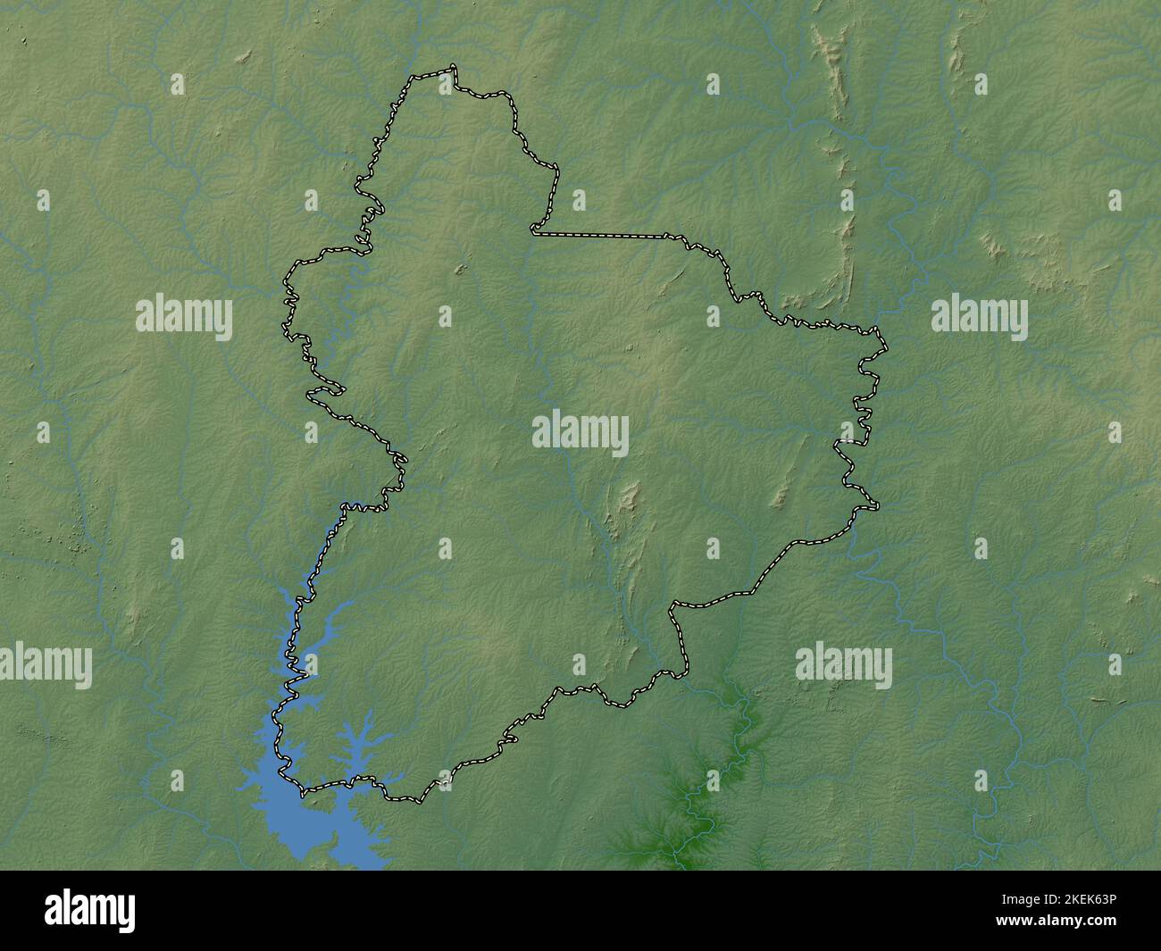 Vallee du Bandama, district of Cote d'Ivoire. Colored elevation map ...