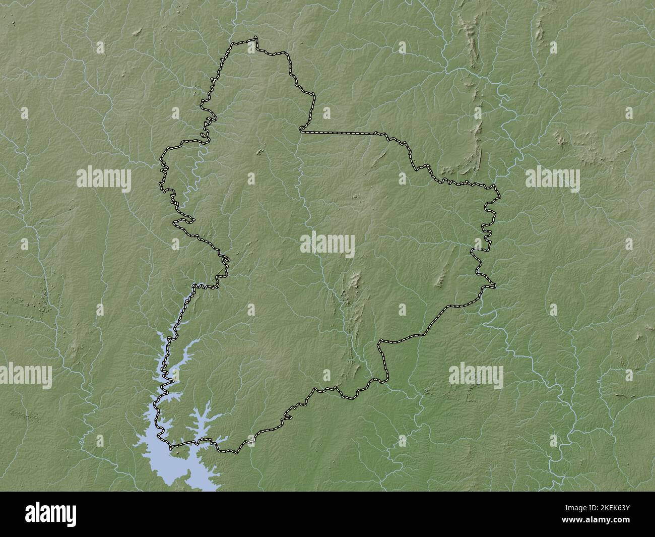 Vallee du Bandama, district of Cote d'Ivoire. Elevation map colored in ...