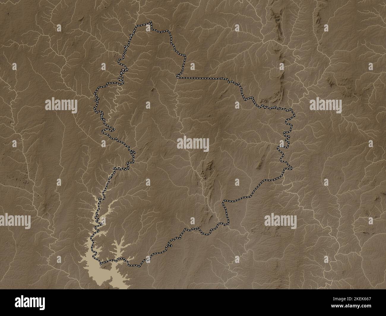 Vallee du Bandama, district of Cote d'Ivoire. Elevation map colored in ...