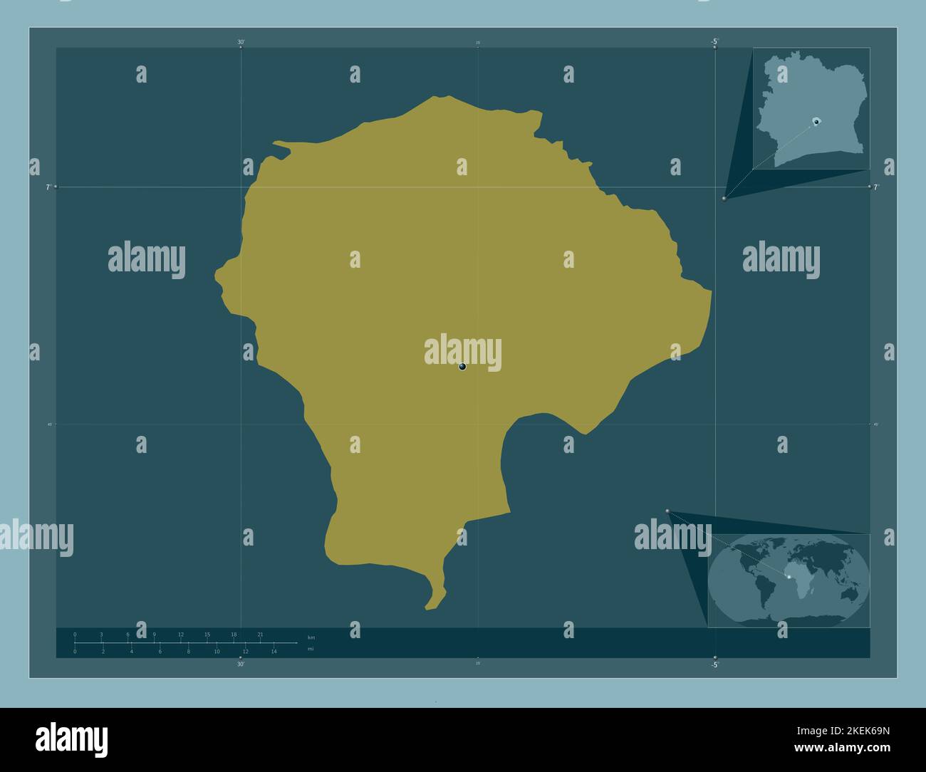 Yamoussoukro, autonomous district of Cote d'Ivoire. Solid color shape ...