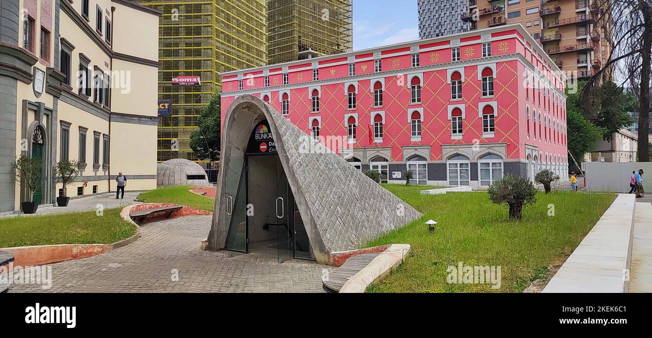 Tirana, Albania - 4 June 2022: Entrance of Bunk'Art 2 museum in front ...