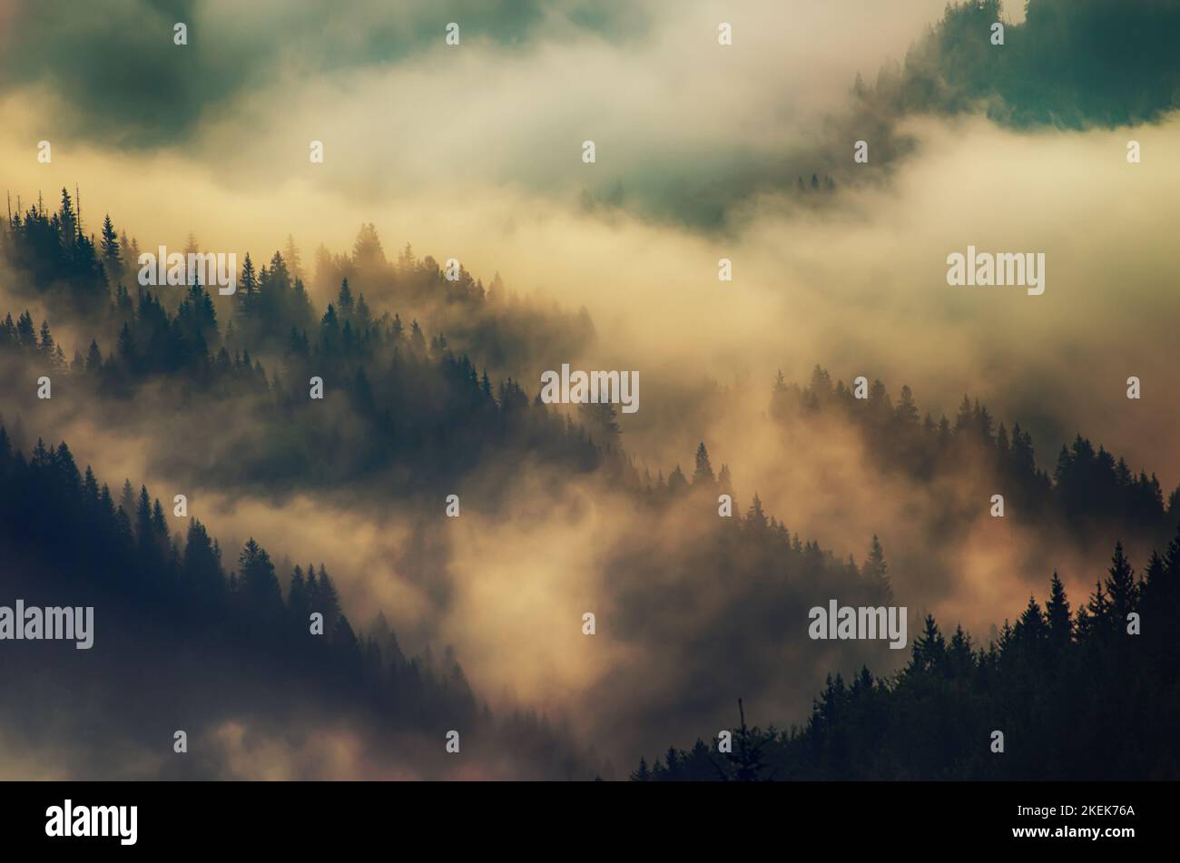 Misty mountain landscape Stock Photo - Alamy
