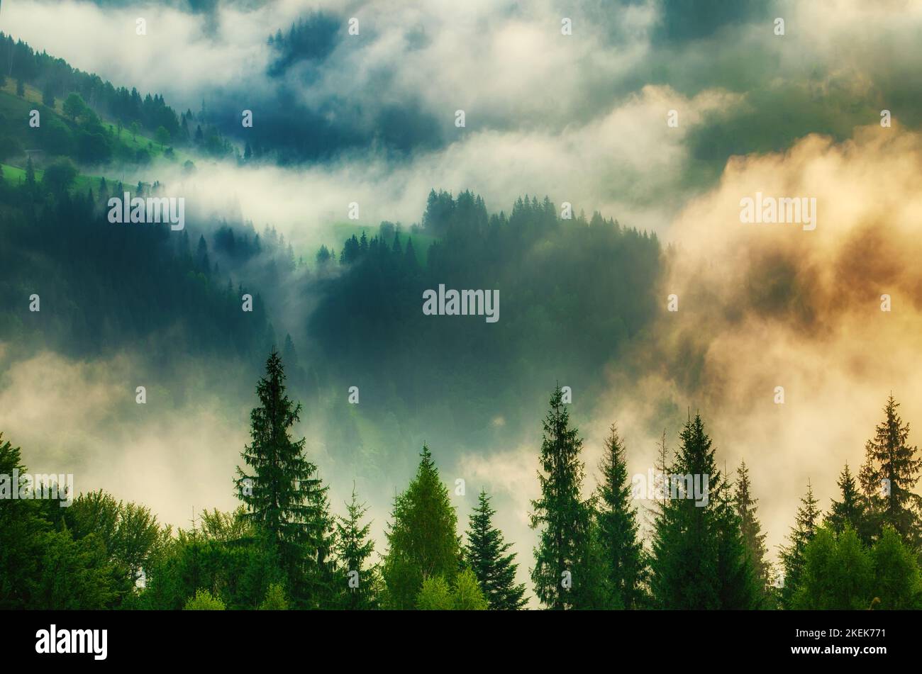 Misty mountain landscape Stock Photo - Alamy