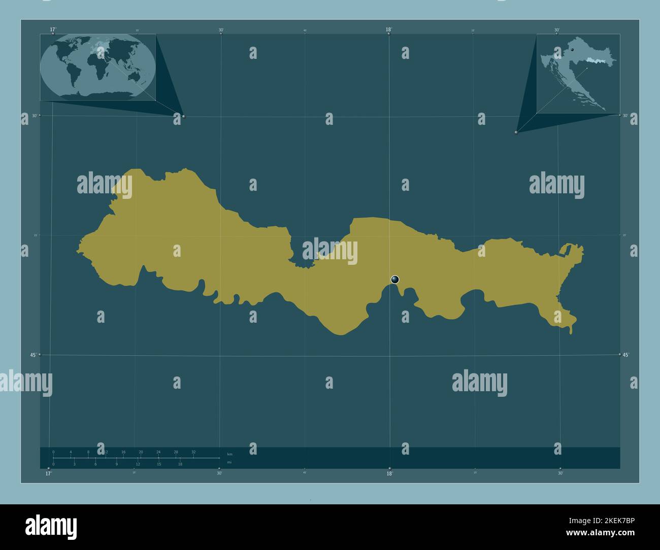 Brodsko-Posavska, county of Croatia. Solid color shape. Corner ...