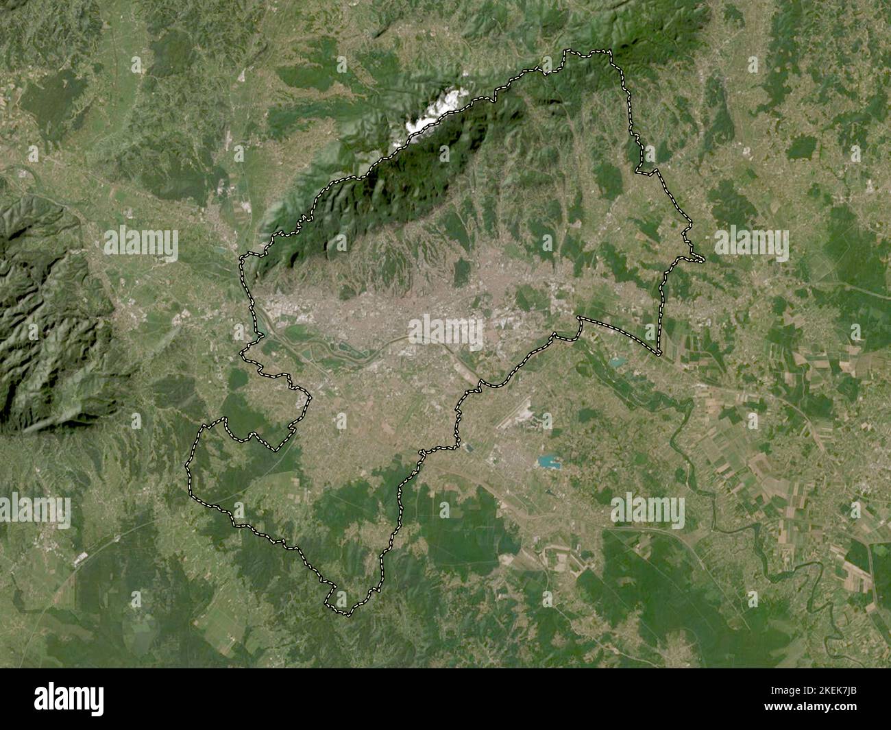 Grad Zagreb, city of Croatia. Low resolution satellite map Stock Photo ...