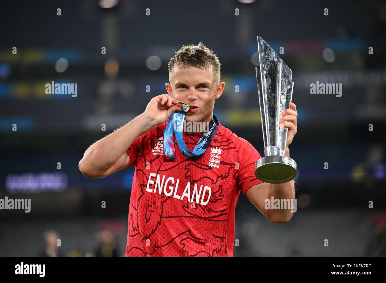 England’s Sam Curran celebrates being award Man of the Match in the T20 ...