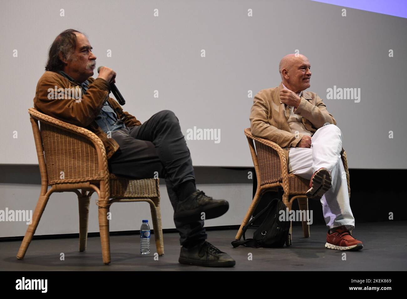 American actor John Malkovich seen talking during a conversation "Where ...