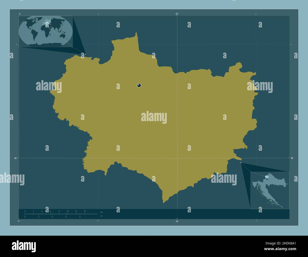 Krapinsko-Zagorska, county of Croatia. Solid color shape. Corner ...