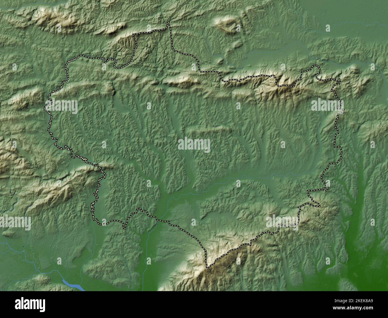 Krapinsko-Zagorska, county of Croatia. Colored elevation map with lakes ...
