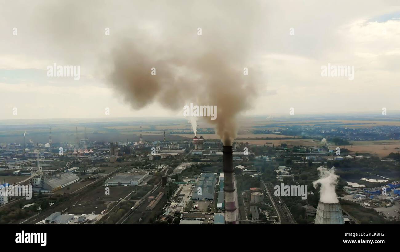 CHERKASY, UKRAINE, SEPTEMBER 12, 2018: Big Power plant , factory with ...
