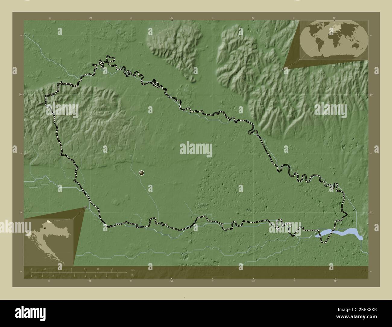 Medimurska, county of Croatia. Elevation map colored in wiki style with ...