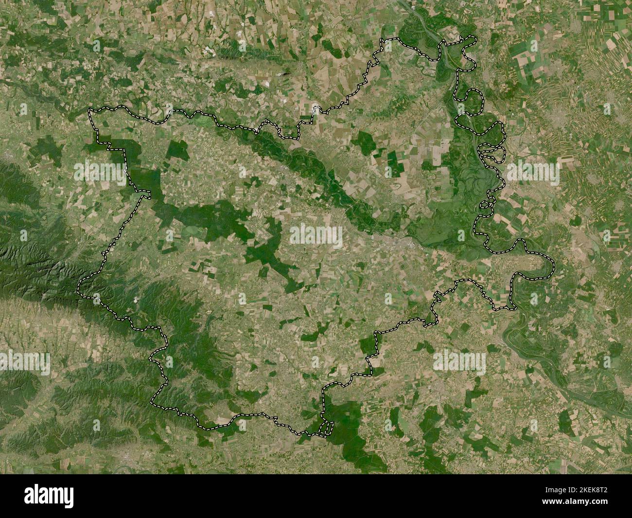 Osjecko-Baranjska, county of Croatia. Low resolution satellite map ...