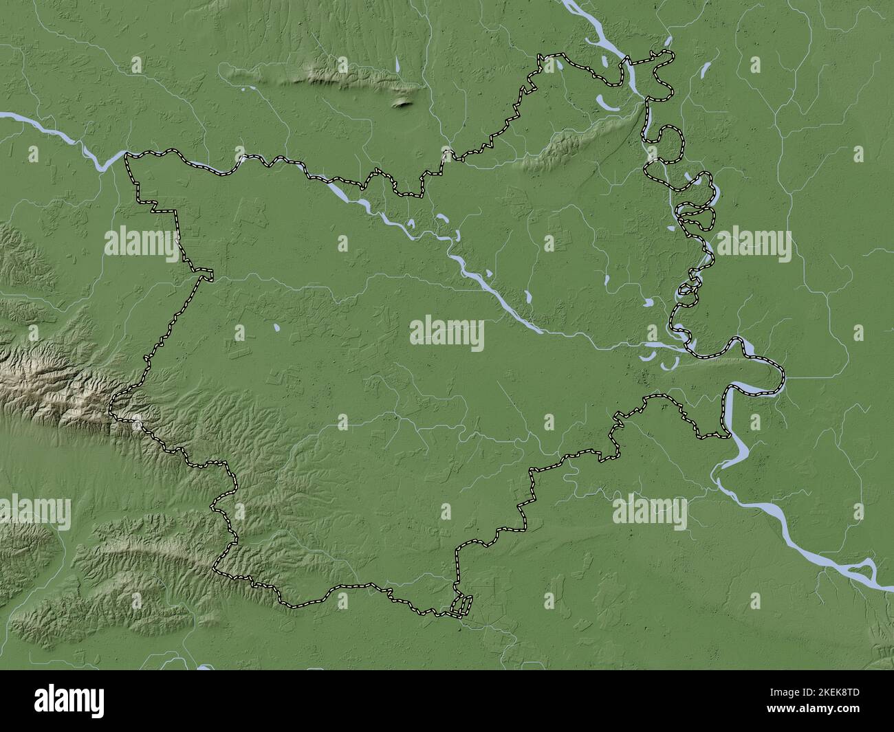Osjecko-Baranjska, county of Croatia. Elevation map colored in wiki ...