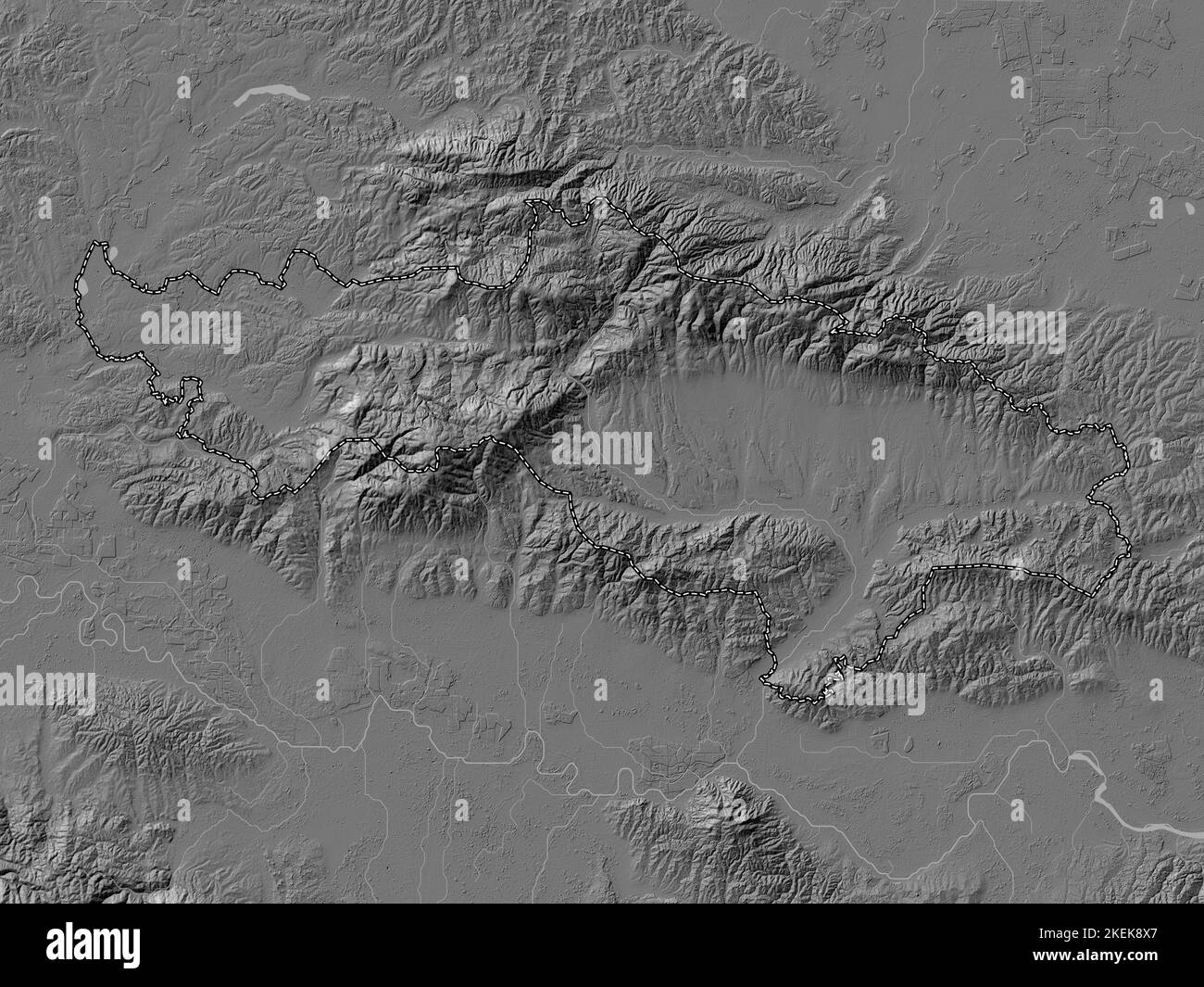 Pozesko-Slavonska, county of Croatia. Bilevel elevation map with lakes ...