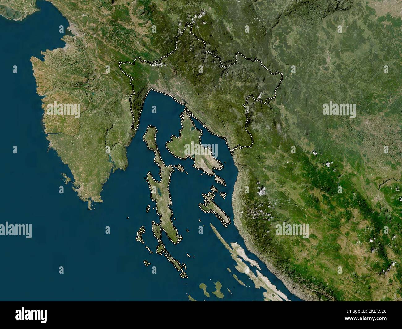 Primorsko-Goranska, county of Croatia. Low resolution satellite map ...
