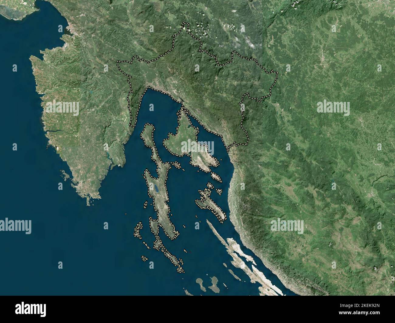 Primorsko-Goranska, county of Croatia. High resolution satellite map ...