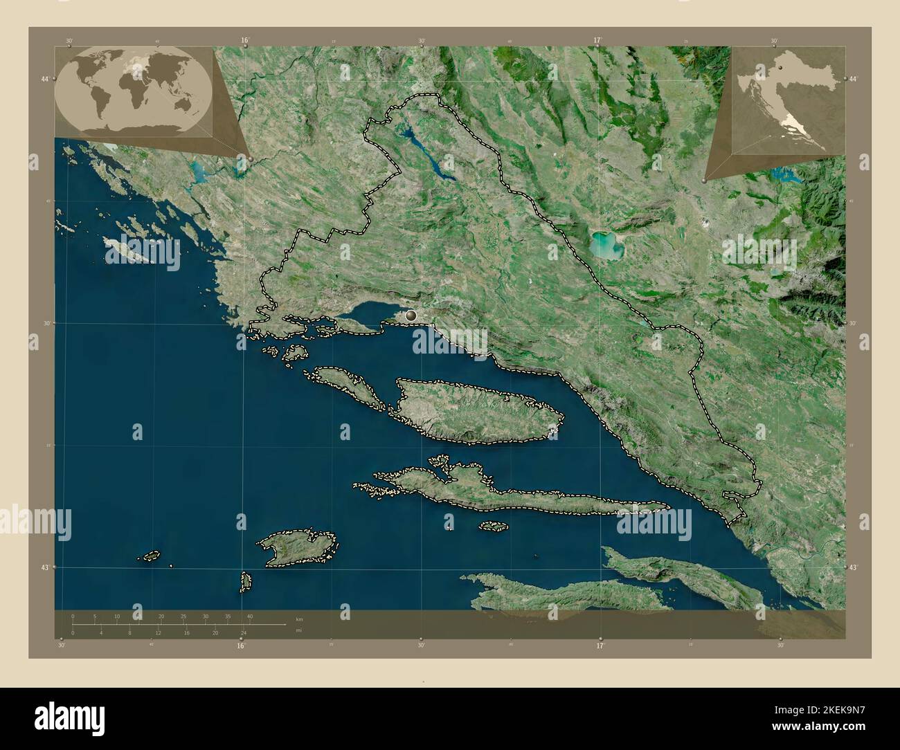 Splitsko-Dalmatinska, county of Croatia. High resolution satellite map ...