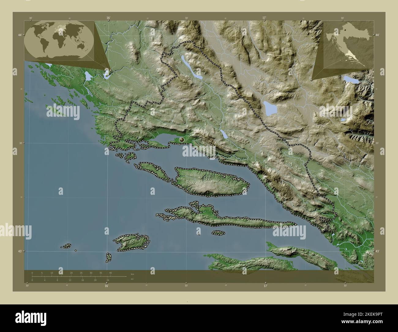 Splitsko-Dalmatinska, county of Croatia. Elevation map colored in wiki ...