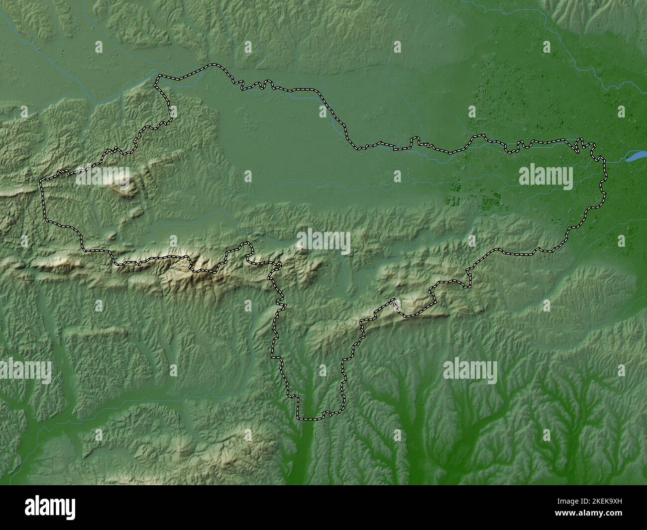 Varazdinska, county of Croatia. Colored elevation map with lakes and ...