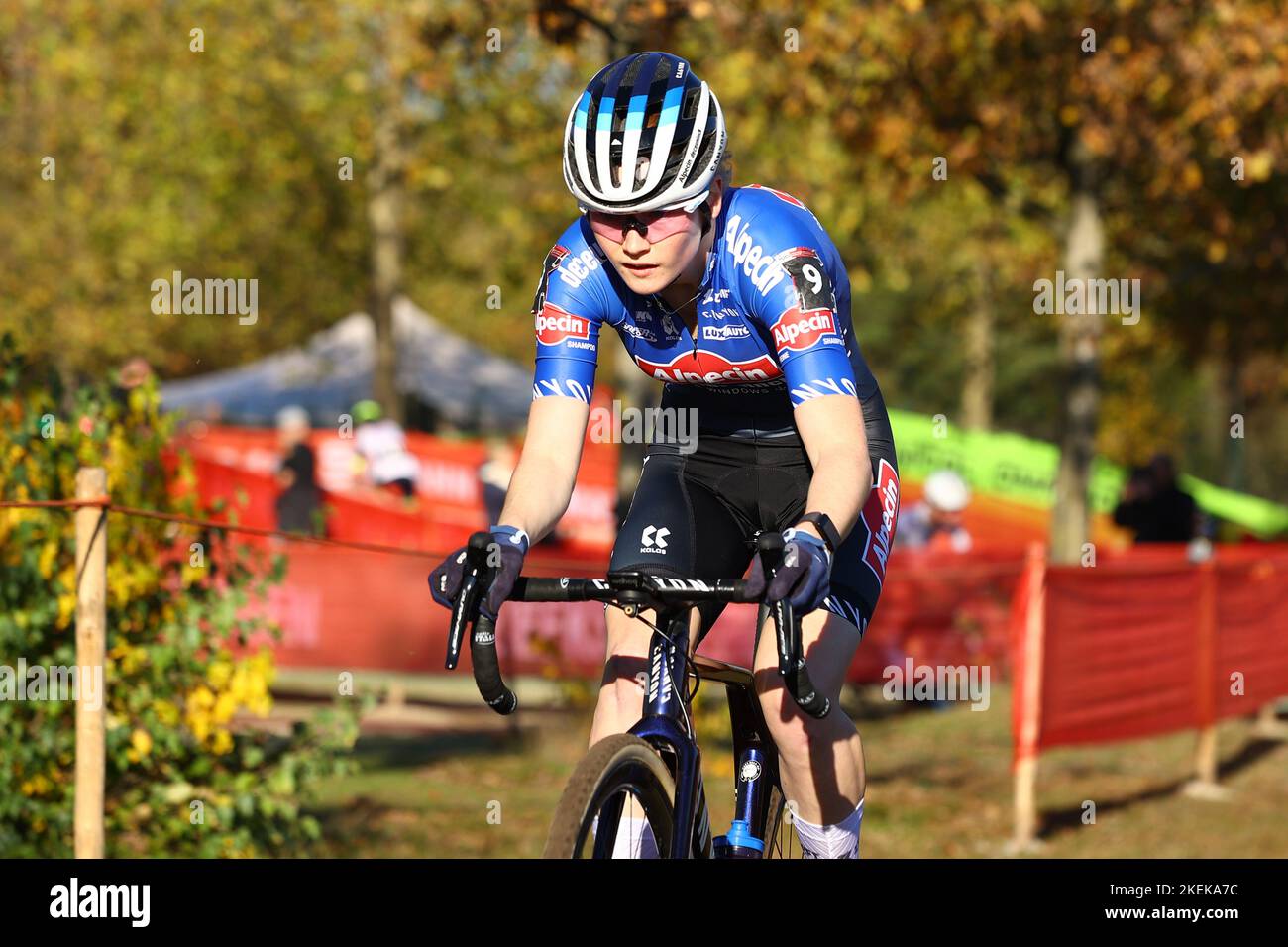 Dutch Puck Pieterse pictured in action at the women elite race at the ...