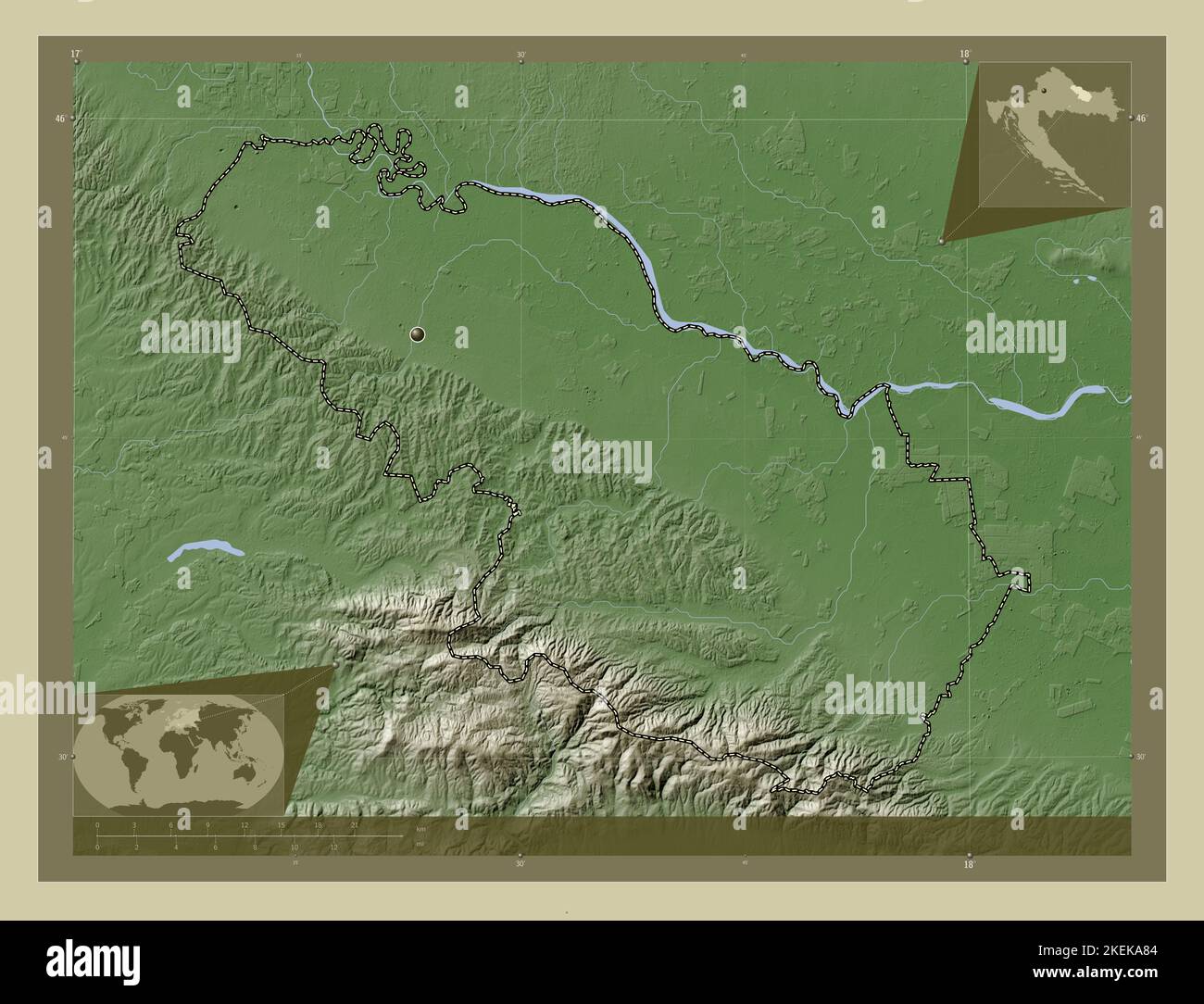 Viroviticko-Podravska, county of Croatia. Elevation map colored in wiki ...