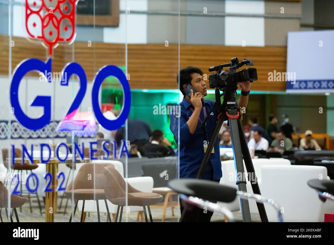 Bali. 13th Nov, 2022. This photo taken on Nov. 13, 2022 shows an interior view of the media ...