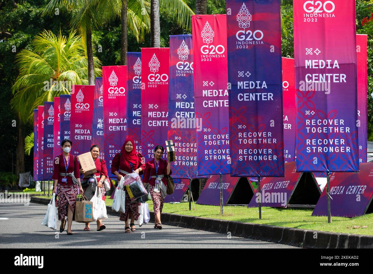 Bali. 13th Nov, 2022. This photo taken on Nov. 13, 2022 shows posters for the upcoming 17th ...