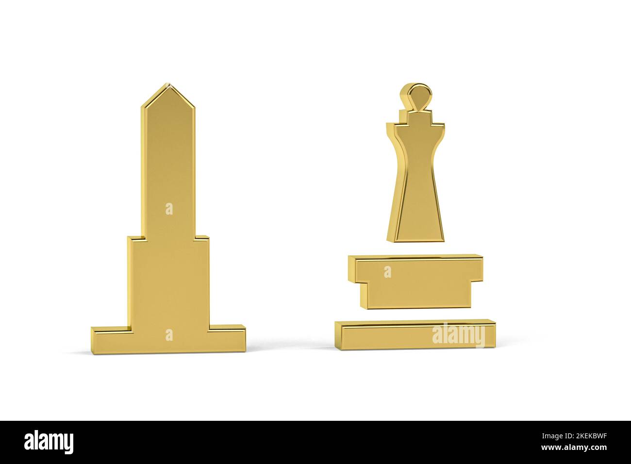 Golden 3d monument icon isolated on white background - 3d render Stock Photo - Alamy